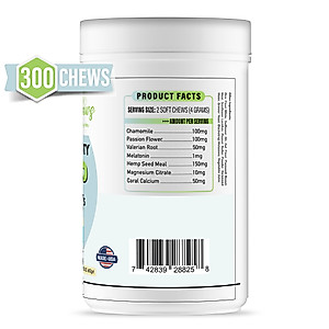 Munchies Paws Dog Treats Stress Relief Made in USA Stress and Anxiety Organic Hemp 300 Count (Bacon)