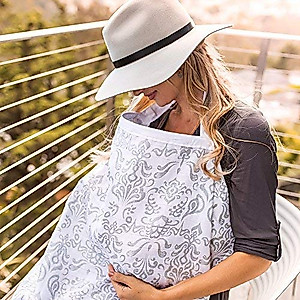Bebe au Lait Nursing Cover, Apron, Shawl, Privacy Covers for Breast Feeding & Pumping, Breastfeeding Cover for Mom, Soft, & Breathable Muslin Cotton, Full Coverage, One Size Fits All - Atherton