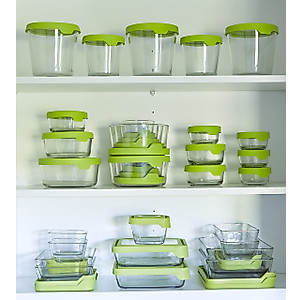 Anchor Hocking TrueSeal 1-Cup Glass Food Storage Container with Airtight Lid, Green