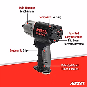 AIRCAT Pneumatic Tools 1300-TH-A: 3/8-Inch Composite Impact Wrench 600 ft-lbs