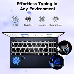 NIMO 15.6 IPS FHD-Laptop, Intel 12th Gen N100 (Beat i3 1115G4 Up to 3.4GHz) 8GB RAM 128GB SSD Laptop-Computer with Backlit Keyboard Fingerprint Win 11 Blue (Renewed)