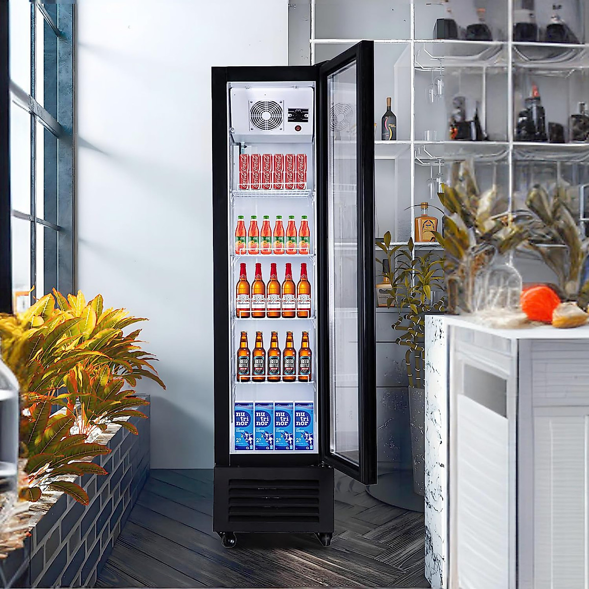 XPACOOL Commercial Refrigerator Display Fridge Cooler,Glass Door Merchandiser Beverage Refrigerator with LED Light Adjustable Shelves ETL and NSF Approval