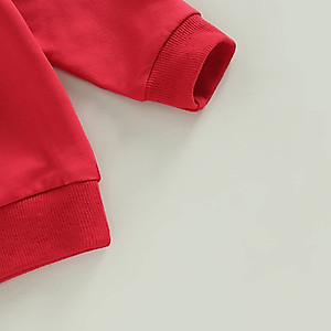 Chzstarly Toddler Baby Boy Valentine's Day Outfits Lover Boy Sweatshirt Long Sleeve Tops Infant Casual Fall Clothes (A-Red, 12-18 Months)