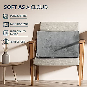 Mauricio Rubio Grey Throw Blanket and Throw Pillow Covers Set of 5 - Faux Fur Blanket Throw & Throw Pillows for Couch and Sofa, Includes 4 Decorative Soft Pillowcases, 60”x50” Fleece Blanket