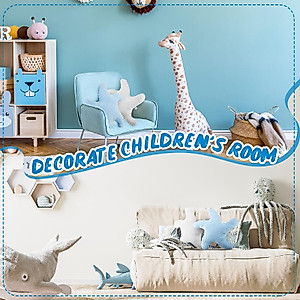 2 Pcs Starfish Pillow Cute Beach Pillow 20'' Star Fish Shaped Throw Pillows Plush Beach Room Decor Decorative Ocean Star Stuffed Toy Animal Plush Cushion for Bedroom Living Room (White,Blue)