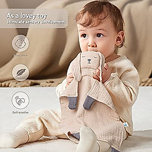 Lulu moon Baby Security Blanket for Unisex, Cotton Muslin Baby Lovey, Soft & Breathable Lovie Baby Gifts for Boys and Girls, 15 * 12 Inch (Soft Hug)