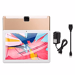 Garsentx 10.1 Inch Tablet, 6GB RAM 128GB Storage Tablet, 1960x1080 IPS HD Display, Deca Cores Processor, 2.4G 5G Dual Band WiFi, for Android 10.0, 8800mAh,Gold(US)