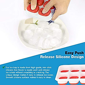 4 Pack Ice Cube Trays, Ice Tray Durable & Flexible, Ice Trays for Freezer, Silicone Ice Cube Tray, 14 Ice Cube Trays for Freezer With Lid, Super Easy Release Stackable BPA Free for Drinks & Cocktail