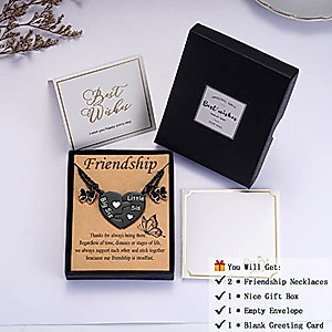 Big Sister and Little Sister Matching Heart Necklace Set for 2, Best Friends Jewelry for 2 Teen Girls Bestie, Friendship BFF Necklaces for Valentines Day Birthday Christmas