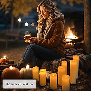 Baleid Flameless Candles Battery Operated 4" 5" 6" 7" 8" 9" Set of 9 Ivory White Real Wax Pillar LED Candles with Remote Control, Cycling 24 Hours Timer