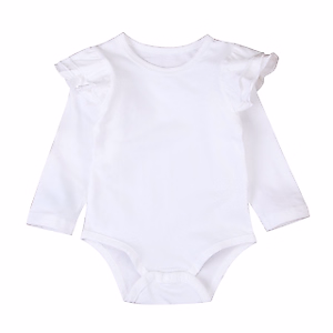 Infant Baby Girl Basic Ruffle Long Sleeve Cotton Romper Bodysuit Tops Clothes (White, 18-24 Months)