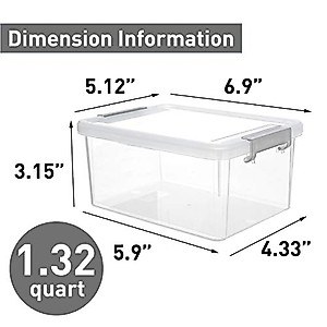 Citylife 1.3 QT 10 Pack Small Storage Bins Plastic Storage Container Stackable Box with Lids for Organizing, Clear White