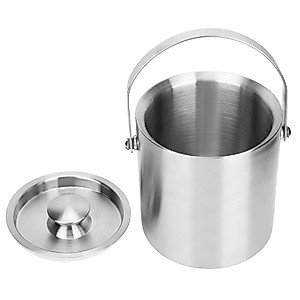 Ice Buckets for Parties, 2L Stainless Steel Ice Bucket with Lid, Double Layer Insulation, Portable Insulated Ice Bucket with Lid, Bar Supplies, Ice Cooler for Party
