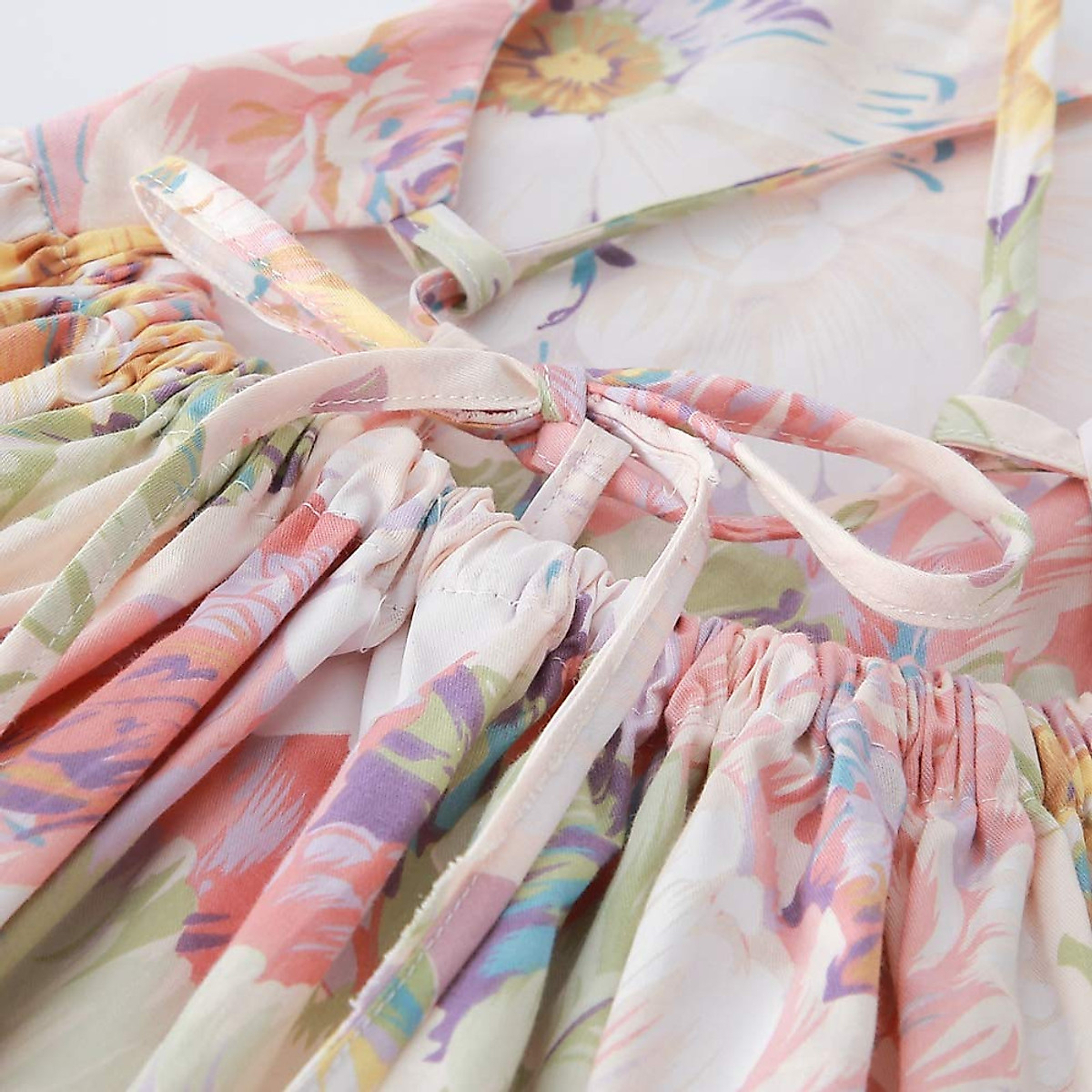 Toddler Vintage Floral Girls Dress Baby Backless Sundress Sleeveless Matching Outfits (US, Age, 2 Years, 3 Years, Pink)