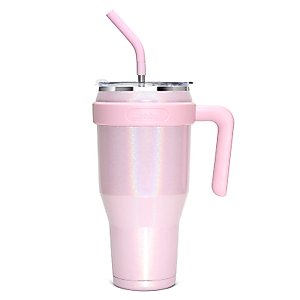 Zenbo 40 oz Glitter Tumbler with Handle, Leak-Proof Lid & Straw - Stainless Steel Insulated Cup, Keeps Cold for 34 Hrs, Car Cup Holder Compatible, Dishwasher Safe, BPA Free