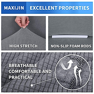 MAXIJIN Stretch Chair Cover Chair Slipcovers with Arms, 1-Piece Couch Sofa Chair Covers for Living Room, Non Slip Armchair Cover (31"-46") Furniture Protector Dogs Pet Friendly (Chair, Light Grey)