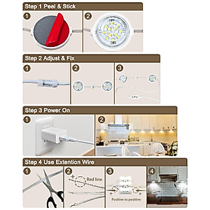 KeShu Under Cabinet Lights Plug in, Dimmable White LED Under Cabinet Lighting Hardwired Closet Lights, Smart Bluetooth APP Remote Control Under Counter Lights for Kitchen, Cabinet