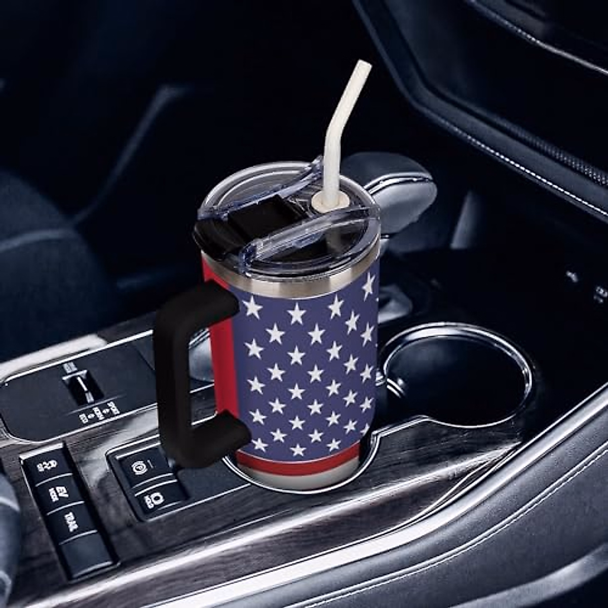 U.S.A Andorran Flag 40oz Water Bottle Double Wall Insulated Tumbler with Handle Leakproof Travel Mug Black-style