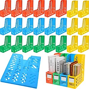 24 Pack Magazine File Holder Desk Organizer Foldable Vertical File Folder for Office Classroom Organization and Storage Desktop Binder Rack for Office Classroom Supplies (Red, Yellow, Blue, Green)
