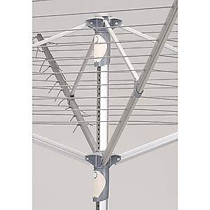 Household Essentials 1710 Height Adjustable Outdoor Umbrella Drying Rack | Aluminum | 12-Lines with 165 ft. Clothesline , Gray