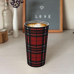 WANGXUEE Red and black plaid Print 500ml Stainless Steel Travel Tumbler Double Wall Vacuum Insulated Coffee Mug
