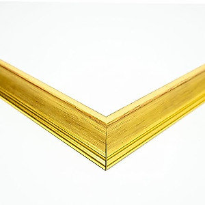 8x10 Frame Gold Solid Wood Picture Frame Width 1.375 Inches | Interior Frame Depth 0.75 Inches | Uri Traditional Photo Frame Complete with UV Acrylic, Foam Board Backing & Hanging Hardware