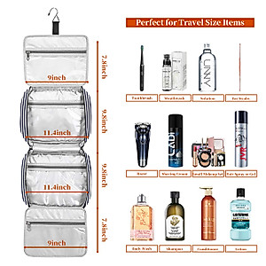 Bosidu Hanging Travel Toiletry Bag,Large Capacity Cosmetic Travel Toiletry Organizer for Women with 4 Compartments & 1 Sturdy Hook,Perfect for Travel/Daily Use/Valentines' Day