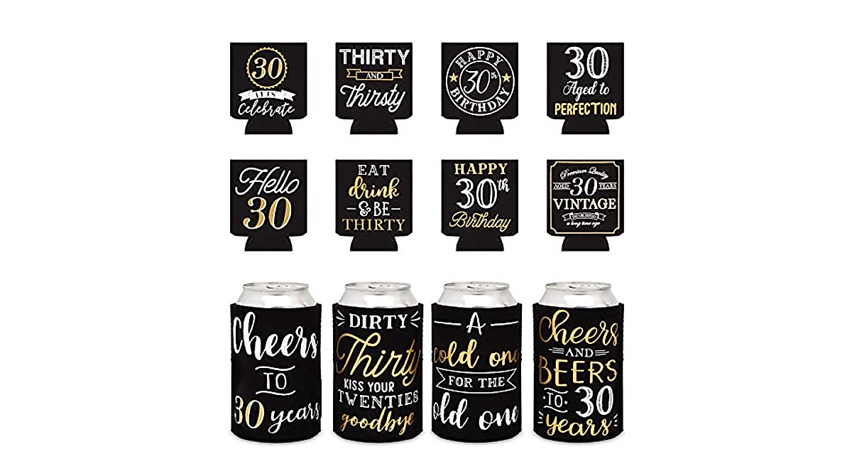 30th Birthday Beer Can Cooler Sleeves - Keep Drinks Cold & Celebrate in ...