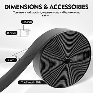 LukLoy 2" Wide Vinyl Straps for Patio Chairs Repair 20ft Long Patio Garden Furniture Replacement Straps with 20 Rivets, Black