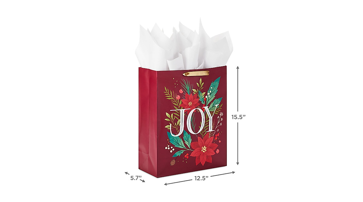 Hallmark Extra Large Christmas Gift Bag - Dark Red & Joy