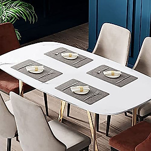 Tineeba PVC Placemats, Set of 6, Washable Dining Table Mats, Heat-Resistant, Easy to Clean, Non-Slip, Kitchen & Kids & Outdoor (Gray)