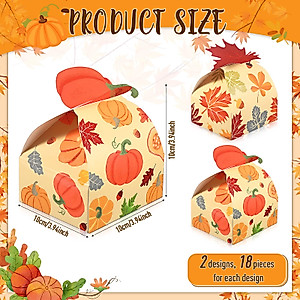 Pasimy 36 Pcs Thanksgiving Party Candy Boxes Thanksgiving Party Treat Boxes Autumn Harvest Party Boxes Pumpkin Maple Leaf Fall Paper Boxes for Thanksgiving Autumn Birthday Party Decoration
