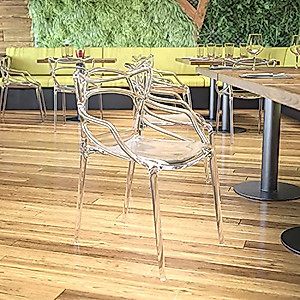 EMMA + OLIVER Transparent Fluid Style Stacking Side Chair