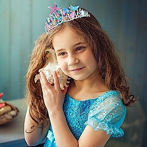Didder Mermaid Crown Halloween Costume Seashell Starfish Hair Accessories for Women Girls, Birthday Party Decorations Tiara Headband Headpiece