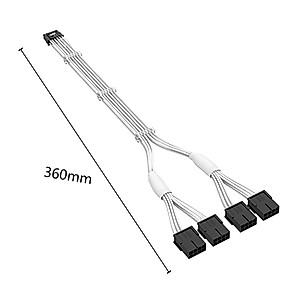 WithFlying PCIE GPU Cables, 16Pin (12+4) to 4x8Pin PCI-E 5.0 Sleeved Extension Cable, 12V HPWR PSU Extension Cable Compatible with RTX 3090Ti, 4070Ti, 4080, and 4090 Series（16AWG White）
