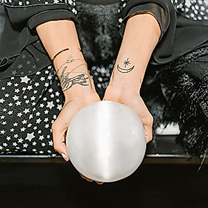 JIC Gem 4 Inch(100mm) Selenite Crystal Sphere Healing Crystal Ball for Meditation, Home Decoration