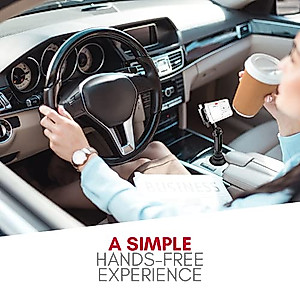 Macally Cup Holder Tablet Mount - Heavy Duty iPad Cup Holder Car Mount Stand or Tablet Holder for Car, Truck, and Vehicle - Fits Devices 3.5" - 8” Wide with Case - Adjustable iPad Holder for Car