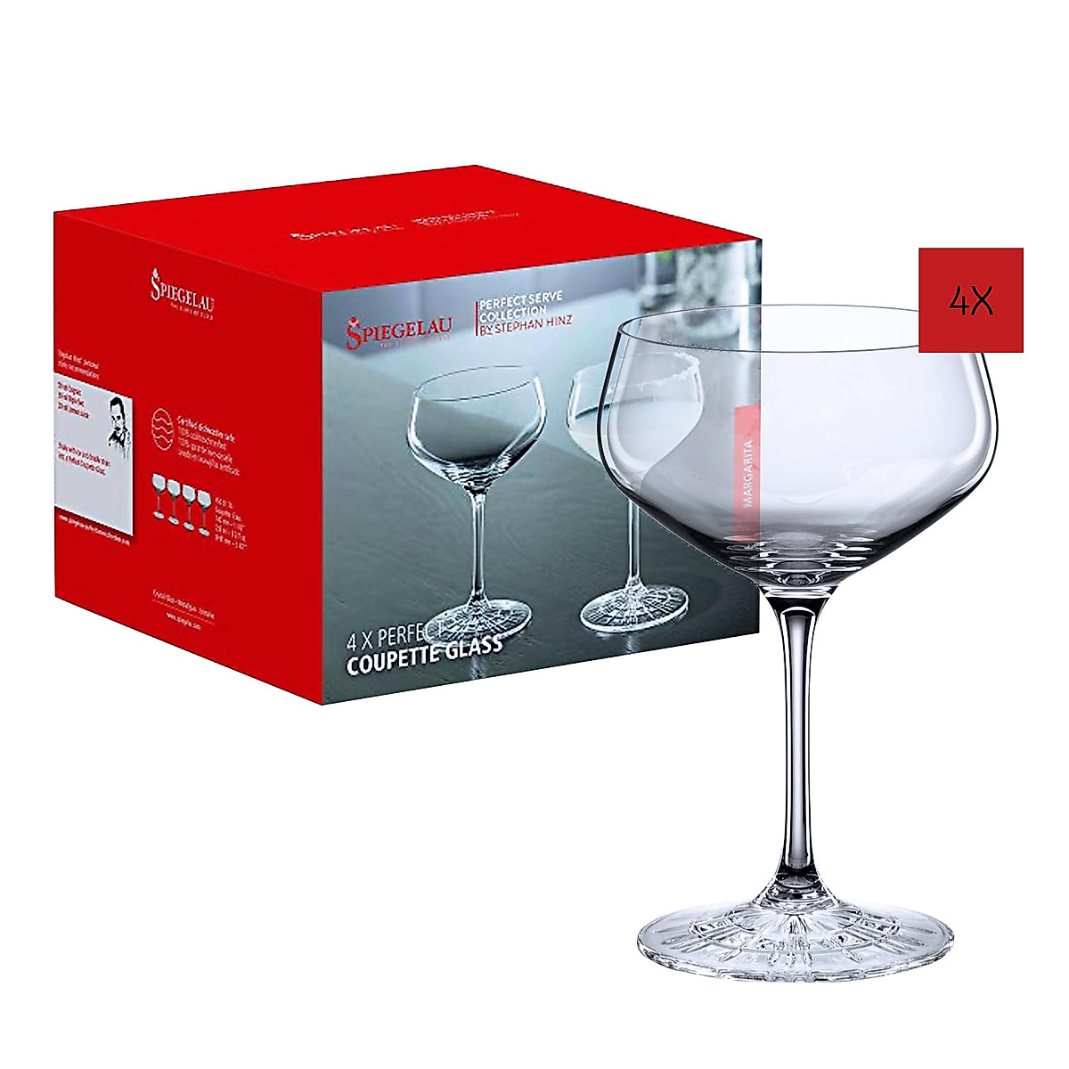Spiegelau Prefect Coupette Cocktail Glasses, Coupe Martini Glasses, Stemmed Drinkware, European Crystal, Drinkware Glass Set of 4, 8.3 oz.