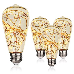 LED Decorative Bulbs,LED ST64 Fairy Light Bulb for Ambient Night Lighting, E26 Standard Base Edison with Starry Decorative String Lights for Bathroom, Bedroom, Living Room (Warm White, ST64)