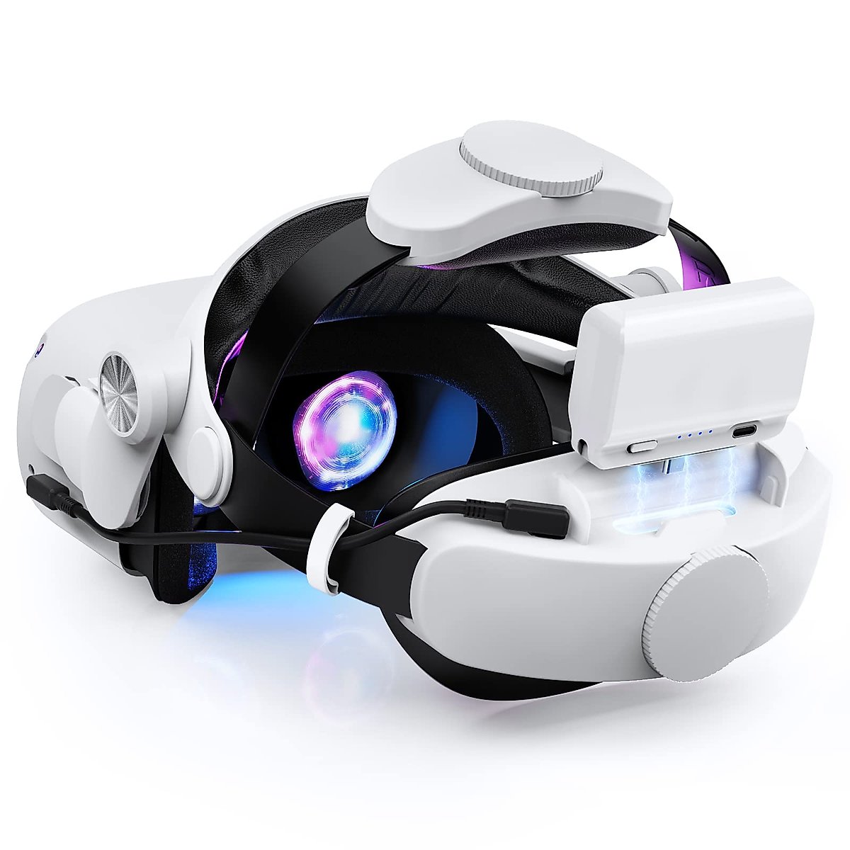 VR Head Strap for Meta Quest 2, with 7000mah Replaceable Battery Extend 4hrs Playtime, Head Strap for Enhanced Support and Comfort in VR Gaming(Upgraded)