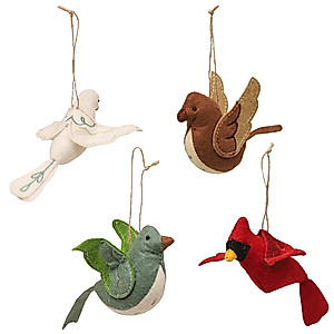 4PCS Felt Bird Hanging Ornaments - Artificial Birds Fake Birds Cartoon Halloween Birds Christmas Tree Ornament for Craft Garden Home Ornament Decoration, Assorted Colors