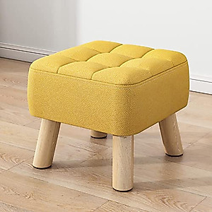 BAABJI Low Stool - Solid Living Room Stool | Wood Milking Stool Widely Use for Building Blocks Reading Books and Drawing Painting Makeup Footstool,Yellow