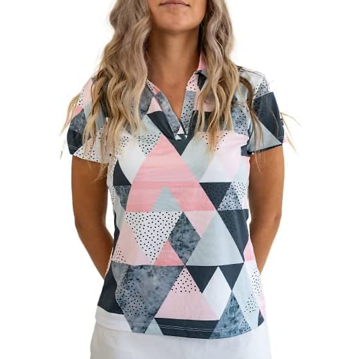 YATTA GOLF Women's Birdie Dropper V-Neck Short Sleeve Polo Shirt