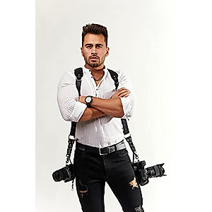 Camera Accessories Dual Harness Two Cameras -Shoulder Leather Strap - Multi Gear Double Camera Accessories DSLR/SLR ProInStyle strap by Coiro
