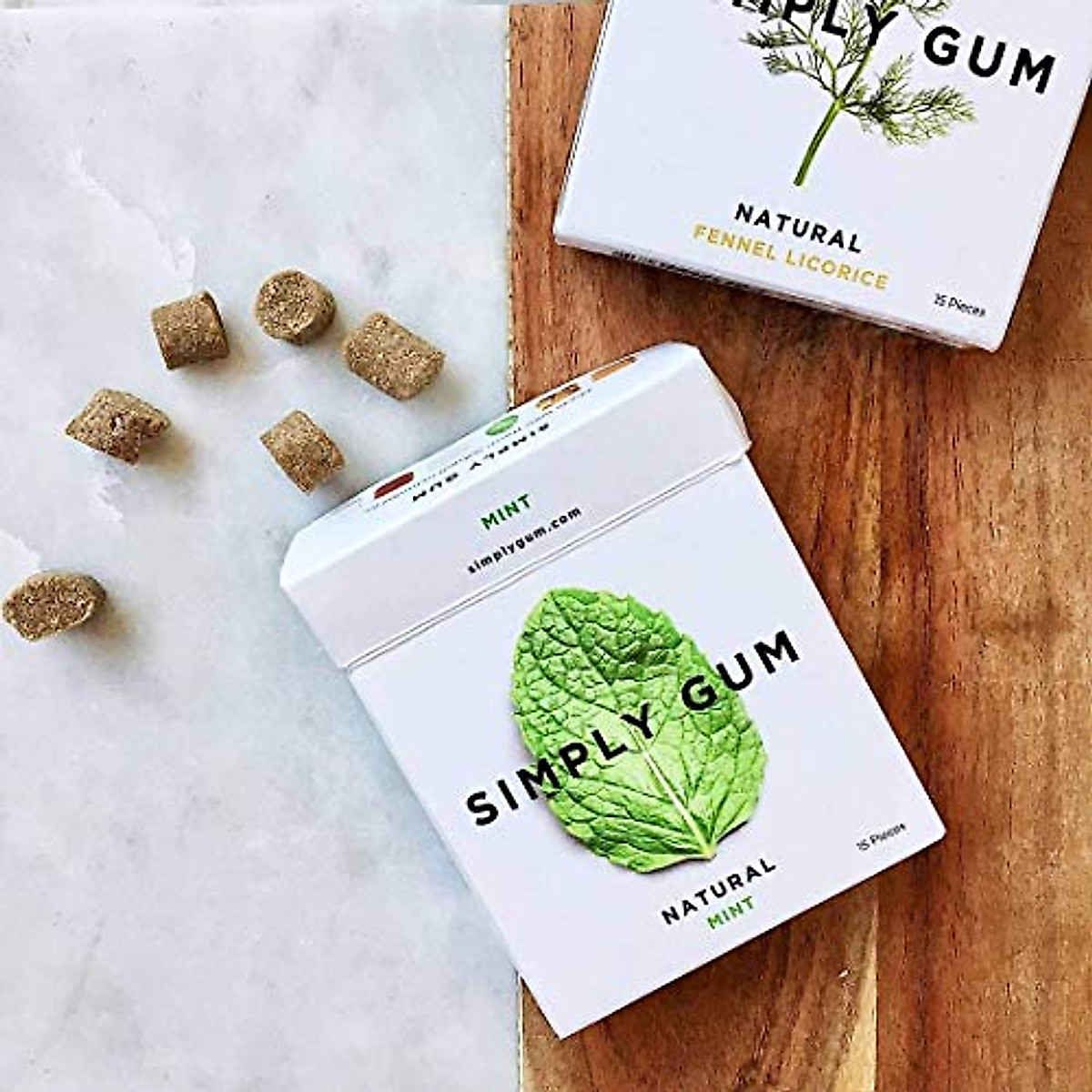 Simply Gum | Variety Pack - Peppermint, Cinnamon, Ginger, Fennel, Maple, Coffee | Synthetic Free + Aspartame Free + non GMO