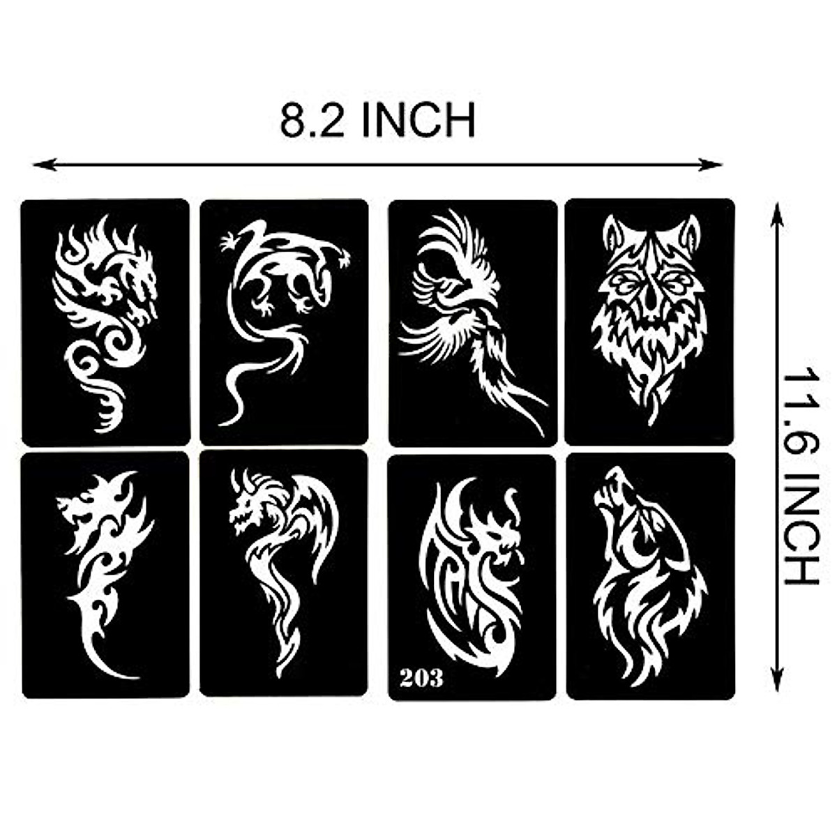 Kotbs 4 Sheets Temporary Tattoo Stencils, 32pcs Animal Patterns Henna Tattoo Stencil Kit Temporary Glitter Airbrush Tattoo Stencils Arabian Tattoo Stickers for Face Body Paint Art