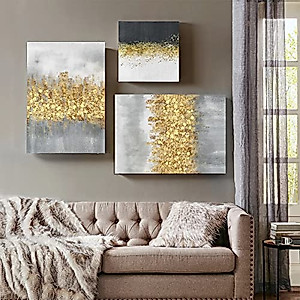 Modern Abstract Wall Art Grey and Yellow Room Decor 3 Pcs Neutral Canvas Print with Light Industrial Style Artwork Pictures for Office Home Living Room Bedroom Men Gift 16"x 24"