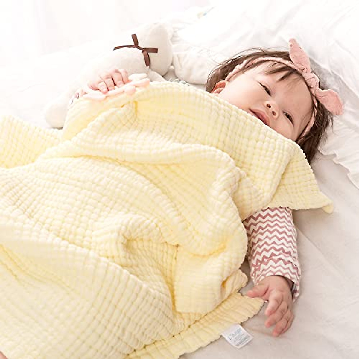 L'Ange Baby-Bath Towel-9 Layer, 28 x 47 Inches, Pink, Cotton Muslin Nap Time Blanket for Toddlers, Kids & Home, Soft, Ultra Absorbent, Suitable for Delicate Skin, Medical Grade Packaging