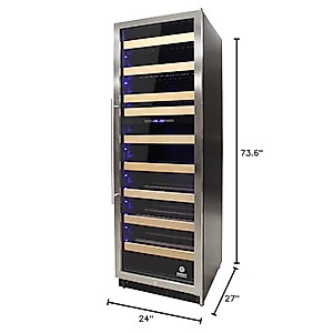 Vinotemp 215 Bottle Wine Cooler Refrigerator, Built-in or Freestanding Wine Fridge with Digital Temperature Control, Glass Door and Safety Lock, Right Hinge, 215 Bottle, Black
