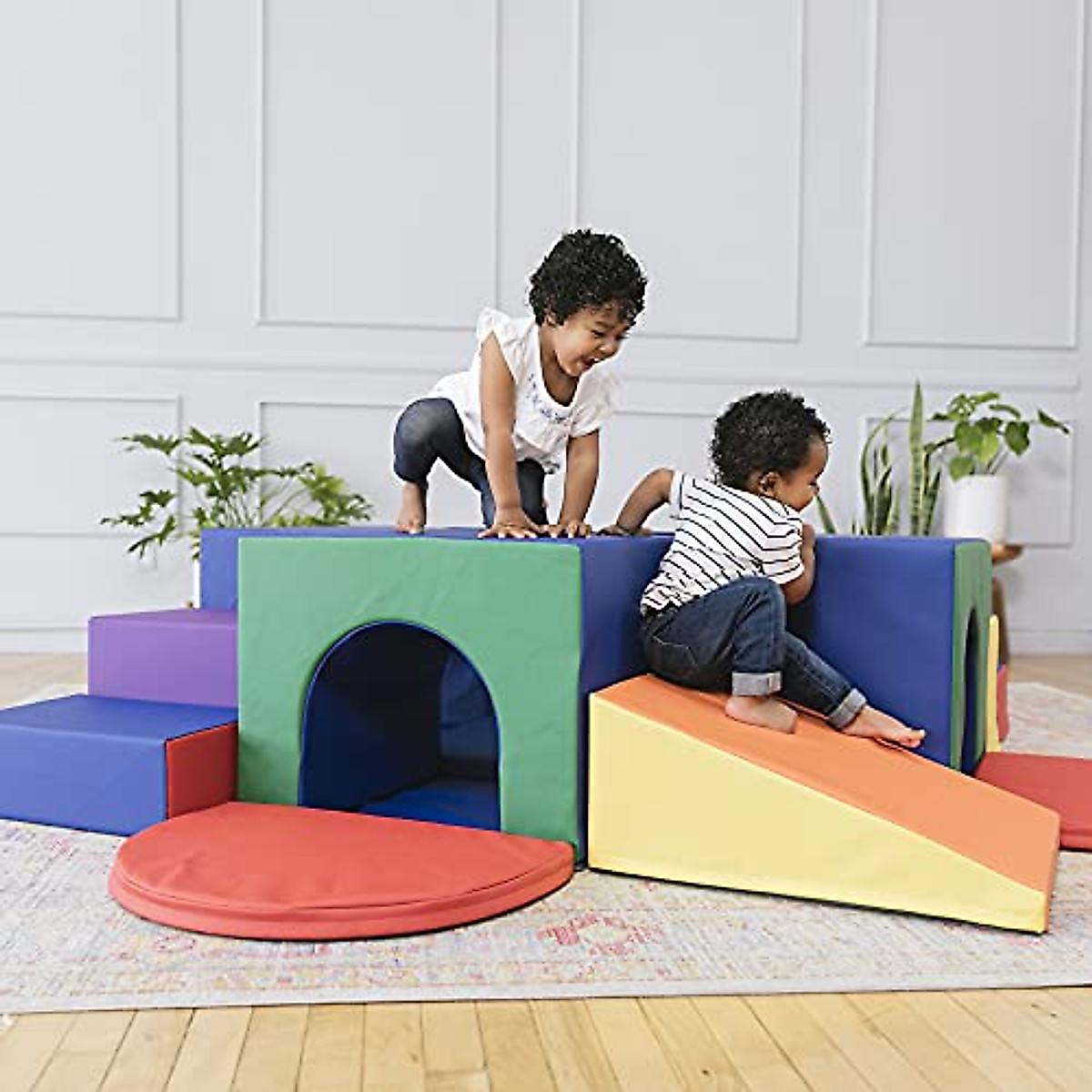 ECR4Kids SoftZone Four Tunnel Maze, Toddler Playset, Assorted, 15-Piece
